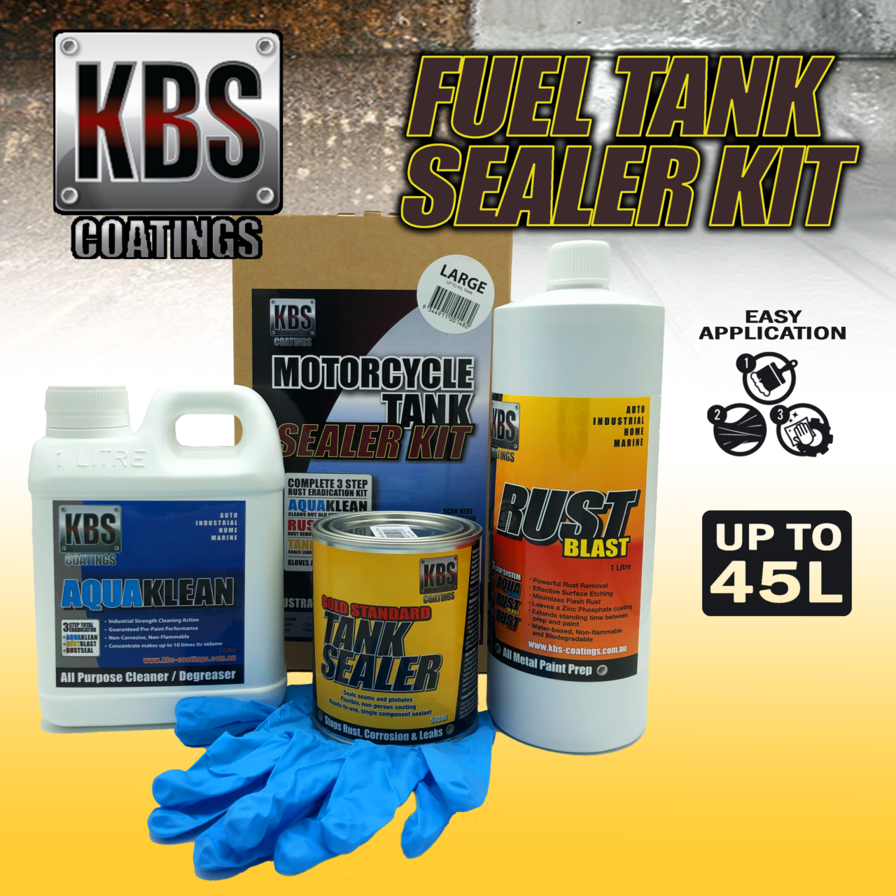 KBS Motorcycle Fuel Tank Sealer kit | 45L | Oz Loading Ramps
